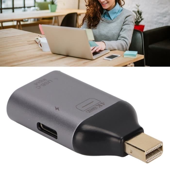 Adaptateur USB C femelle vers Mini Displayport - HURRISE - 4K - Multifonction - Aluminium - 10g ...