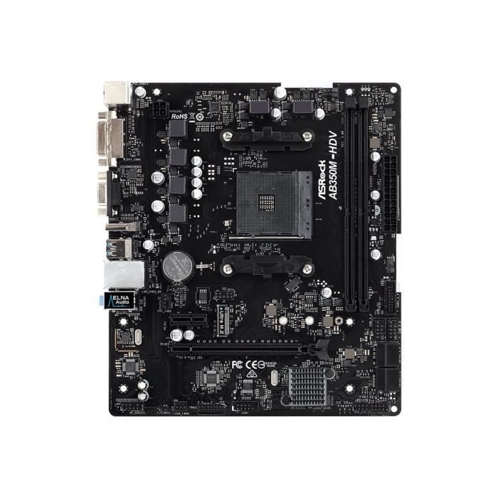 ASRock AB350M-HDV R3.0 Carte-mère micro ATX Socket AM4 AMD B350 FCH USB ...