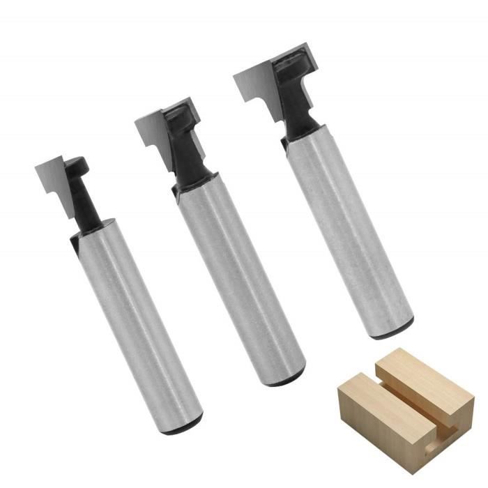 Bardland 8mm Fraise en Rainure en T, Routeur à Rainure en T Forme Routeur Bits, 3Pcs Queue de ...