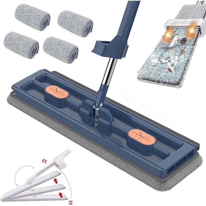 Balai plat avec grattoir autonome et tampons en fibre super absorbants ...
