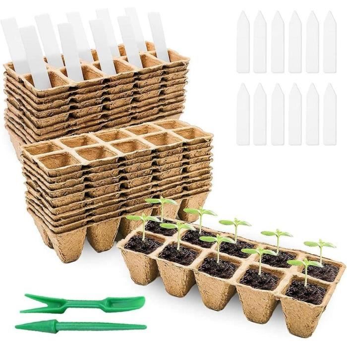 Lot de pots de semis biodégradables pour semis et tourbe - Bac de ...