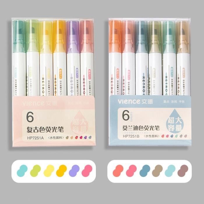 Stylo surligneur Jumbo rétro, couleur Pastel Fluo, 6-12-18 couleurs ...