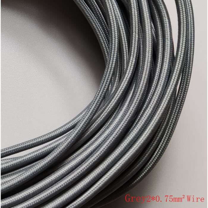 Câble-fil Lampe suspendue Edison en Textile multicolore - Gray - 10m ...