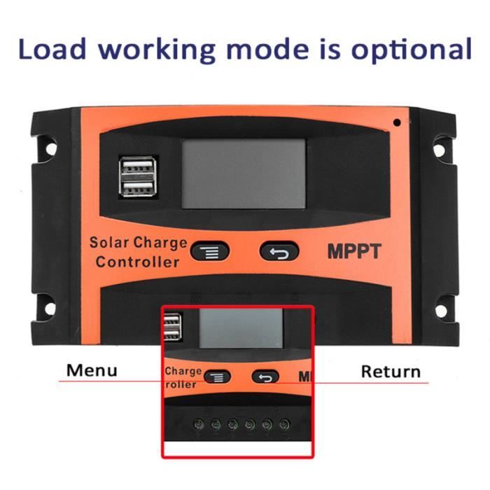 Contrôleur de charge solaire 30A MPPT 12V 24V Auto LCD Dual USB Panneau de cellules solaires kit ...