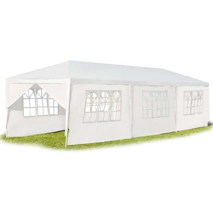 GOPLUS 3x9M Tonnelle Tente de Réception 8 Bâches avec Fenêtres,Pergola ...