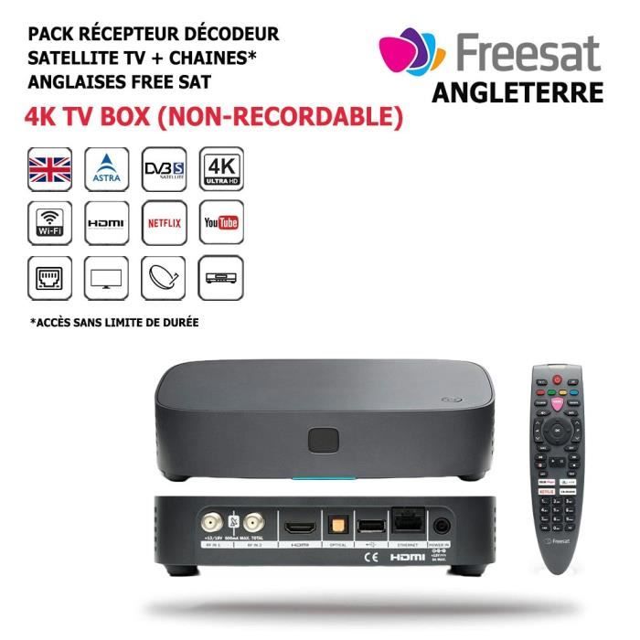 Décodeur Satellite 4K - HD4K - TV Box - 106 Chaines Anglaises - HDMI ...