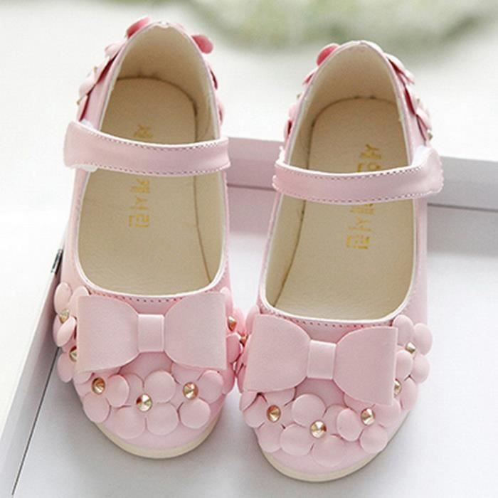 Chaussure Enfant Fille Princesse PU Mocassin Plat Nœuds Papillon Floral ...