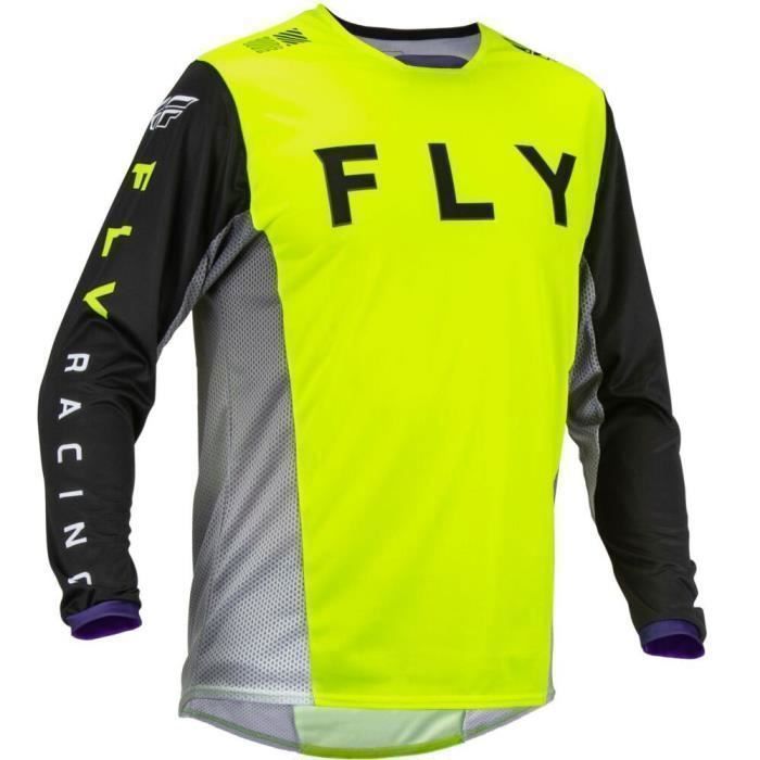 Maillot moto cross Fly Racing Kinetic Kore - jaune fluo/noir - L ...