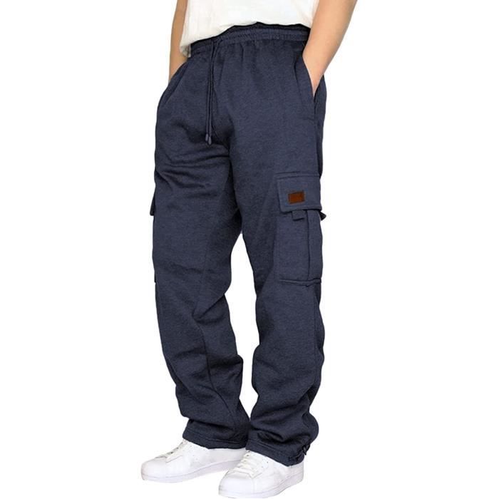 Pantalon Jogging Cargo Homme en Coton Stretch - Navy - Grande Taille ...