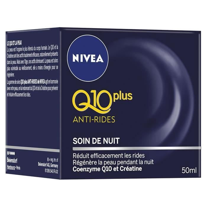 Soin visage nuit - NIVEA - Q10+ Anti-Rides - Lot de 4 - 50 ml - Crème ...