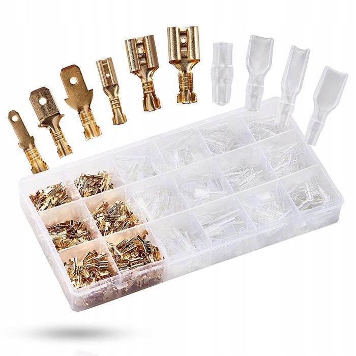 600pcs Kit de borne Borne à Sertir Connecteur de Fil Électrique avec Gaine 2.8mm 4.8mm 6.3mm ...