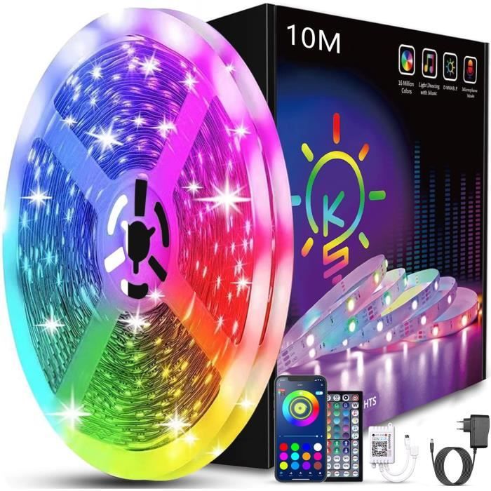 Ruban Led 10M, Led Chambre Bluetooth, Bande Led Contrôlé Par ...