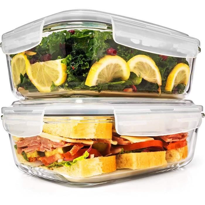 Boite hermétique alimentaire en verre - lot de 2 plats de conservation ...