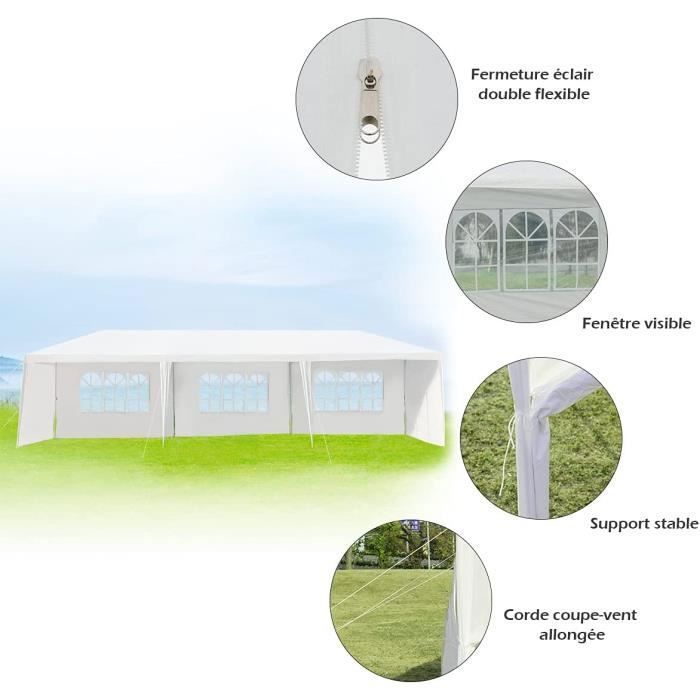 GOPLUS 3x9M Tonnelle Tente de Réception 8 Bâches avec Fenêtres,Pergola ...