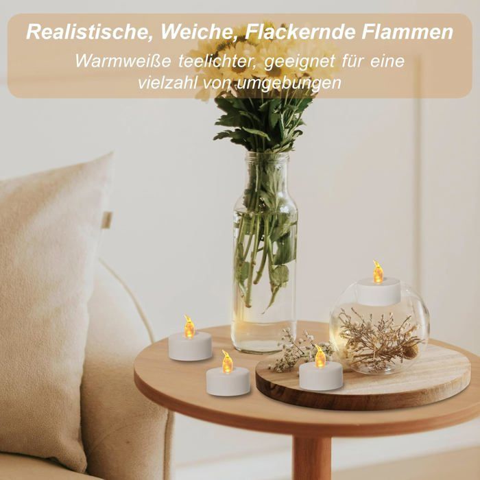 12 Bougies Chauffe-Plat LED: Flamme Vacillante Réaliste Bougie LED Sans ...