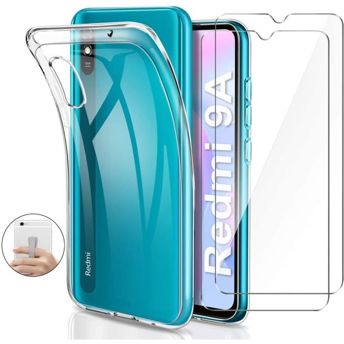 Coque XIAOMI REDMI 9A Coque Silicone Gel Ultraslim - Transparent + 2 ...