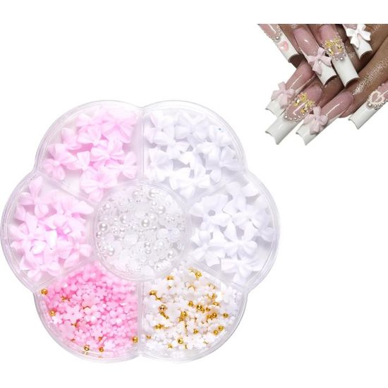 1 Boîte De Perles Décoratives En Acrylique Pour Nail Art - Fleurs ...