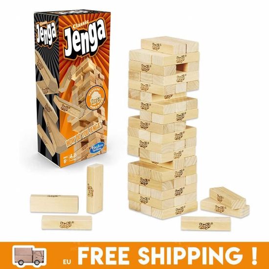 CRAZE Jeu Jenga classique Blocs en bois Empilable Tumbling Tower ...
