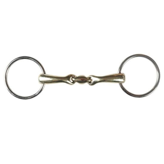Mors 2 anneaux pour cheval double joint Horka Anatomic - goldbrass - 14 ...