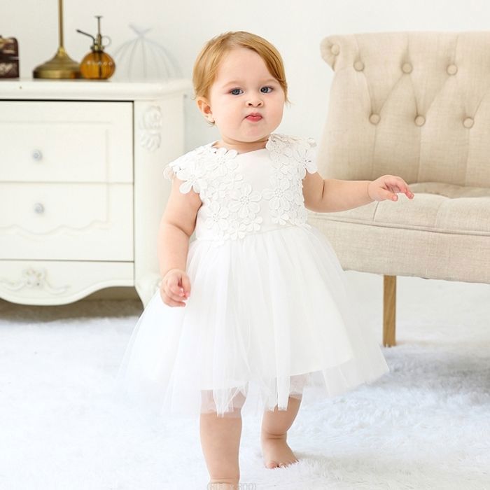 Robe Bebe Fille Ceremonie Princesse Mariage Robe Bapteme Fille Bebe-Blanc Blanc - Cdiscount Prêt ...