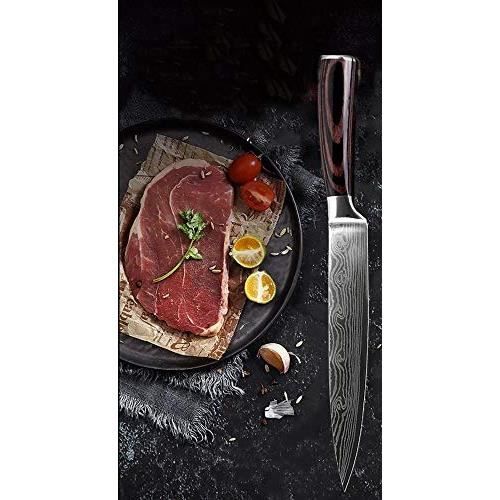 Couteau de Cuisine Professionnel Japonais Damas A Effiler Lame 20cm ...