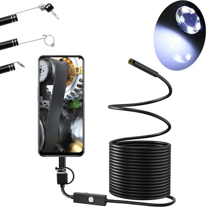 En 1 Usb Endoscope Type C Endoscope 5.5Mm Inspection Serpent Caméra Hd ...