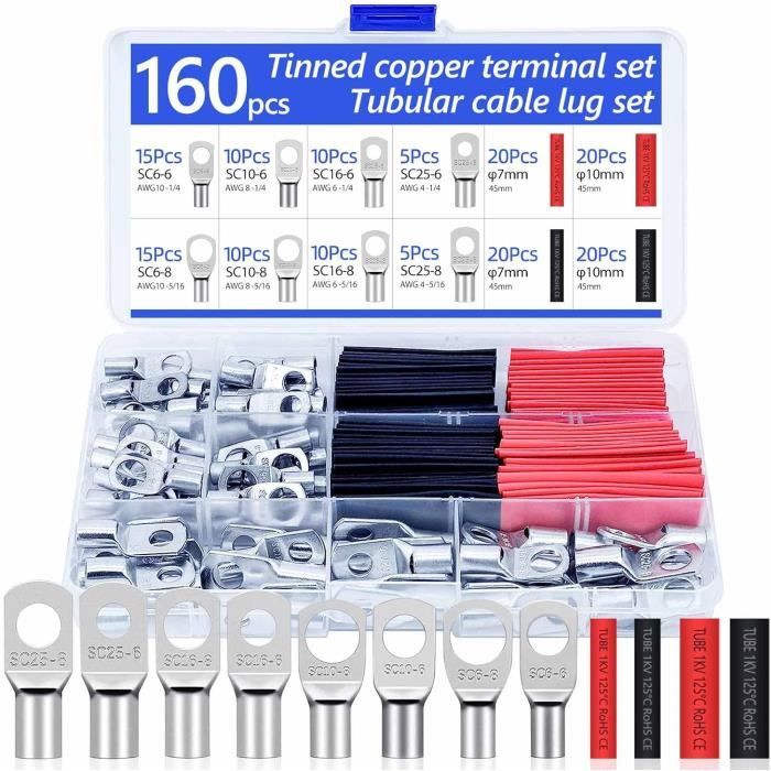 Cosse Electrique,Connecteur Electrique,160 Pièces Cosses Electriques A Sertir ...