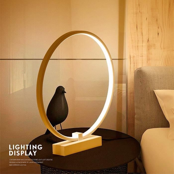 Lampe de chevet ronde Blanc chaud LED acrylique 24W Built-in source ...