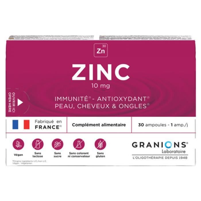 Complément alimentaire à base de zinc 500mg Granions - Cdiscount Santé ...