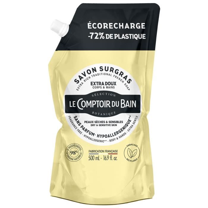 Savon Liquide Surgras Sans Parfum - Le Comptoir du Bain - 500 ml ...