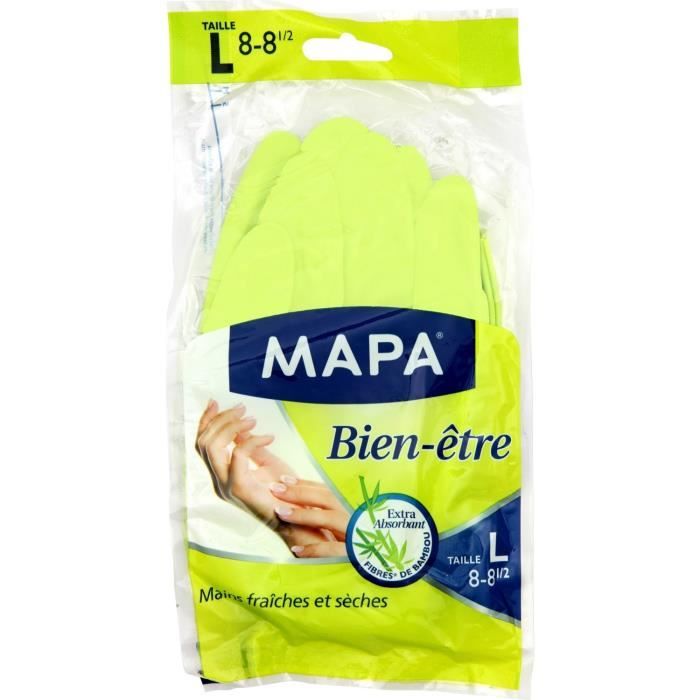 LOT DE 12 - MAPA Gants de ménage Bien-être taille L 8-8 1/2 - Une paire ...
