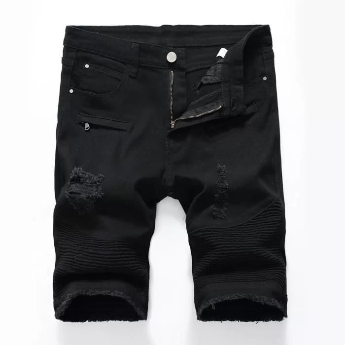 Short Homme jean de troué Shorts Homme slim en skinny stretch Vêtement ...