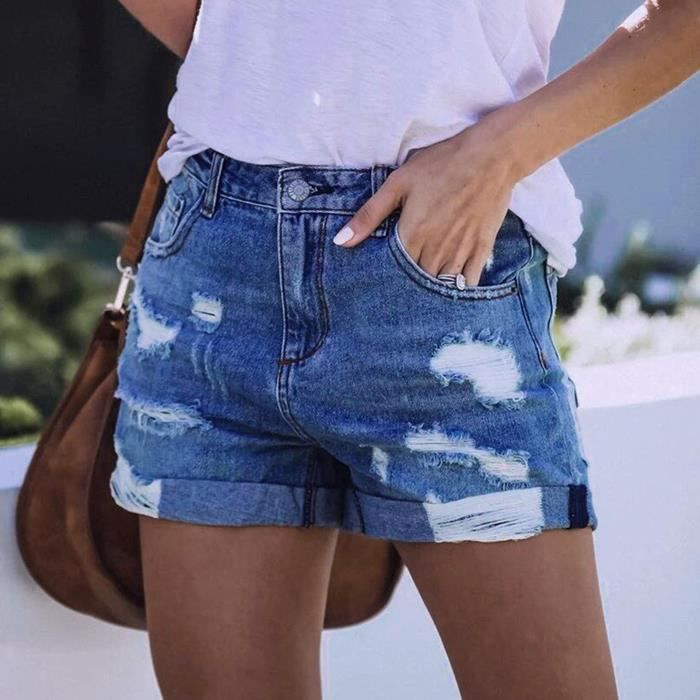 Fashion Womens Pocket Jeans Denim Pantalon Femme Trou Bas Sexy Casual ...