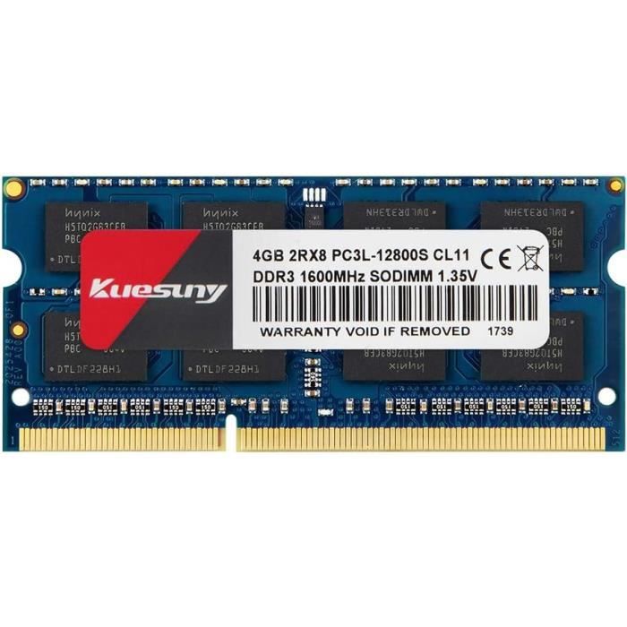 4Go (1X4Go) Ddr3L-Ddr3 1600Mhz Sodimm Pc3L - Pc3-12800S 1,35 V - 1,5 V Cl11 204Pin 2Rx8 Dual ...