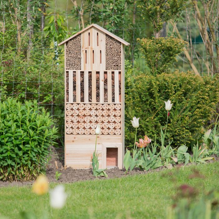 Relaxdays Hôtel à insectes en bois XXL abri abeilles papillon jardin ...