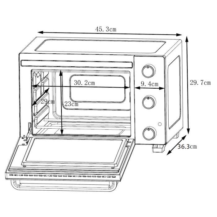 CONTINENTAL EDISON CEMF22B - Minifour électrique 22L noir - 1300W - Rotissoire, Convection ...
