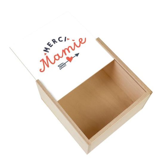 Boite Coffret en Bois - Merci Mamie Amour Coeur Grand-Mère (11 x 11 x 3 ...