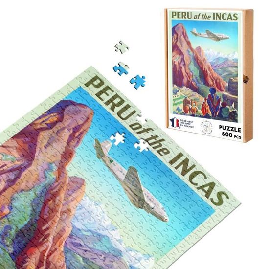 Puzzle Classique 500 pièces Perou Incas Affiche Voyage Vintage Avion ...