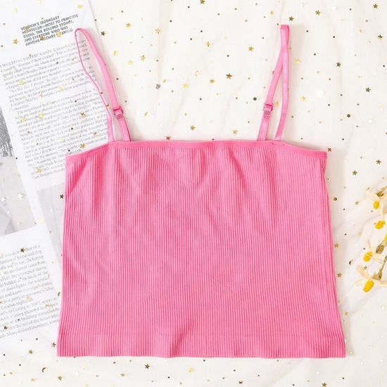 Débardeur - Rose Pink - Soutien-gorge tubulaire d'été - Haut court sans couture - Bretelles ...