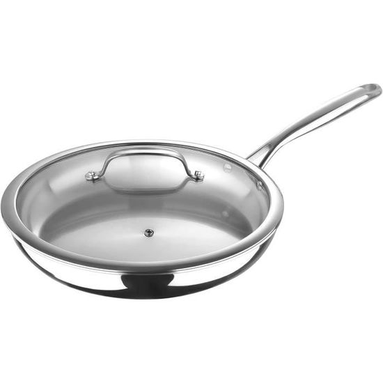 MasterPRO Poêle inox avec couvercle en verre, 30 cm, argent 3131 ...