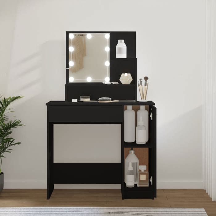 Moderne Coiffeuse avec LED - VIDAXL - noir 86,5x35x136 cm 477399 ...