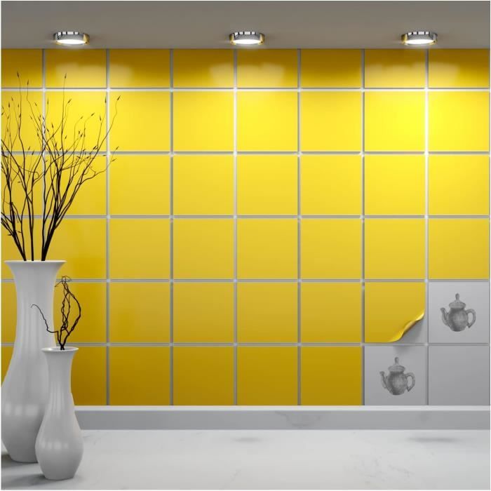 Stickers Carrelage 10X10 Cm, Jaune Brillant, 160 Pièces[x2505 ...