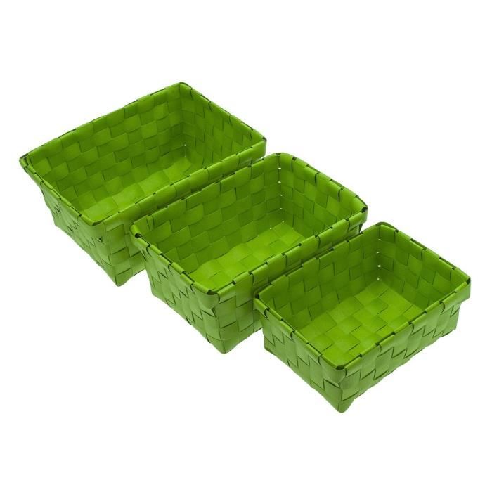 FRANDIS 3 Paniers rectangulaires tressés en plastique Vert - Cdiscount ...