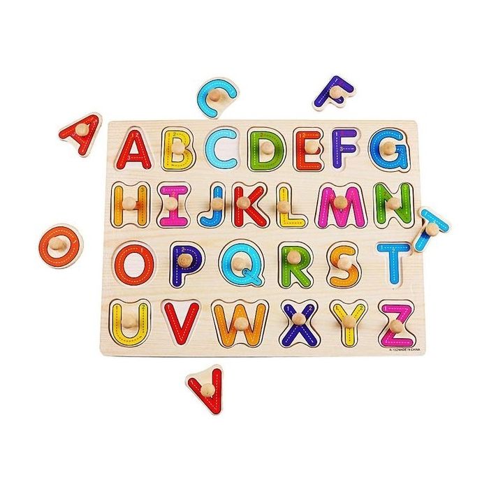 Puzzle lettres de l'alphabet en majuscule en bois jeu Montessori ...