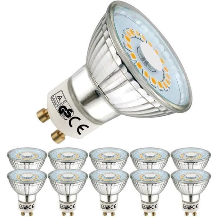 AMPOULE - AMPOULE LED - AMPOULE HALOGENE AuTech® Pack de 10 Ampoules LED GU10 Blanc Chaud 5W ...
