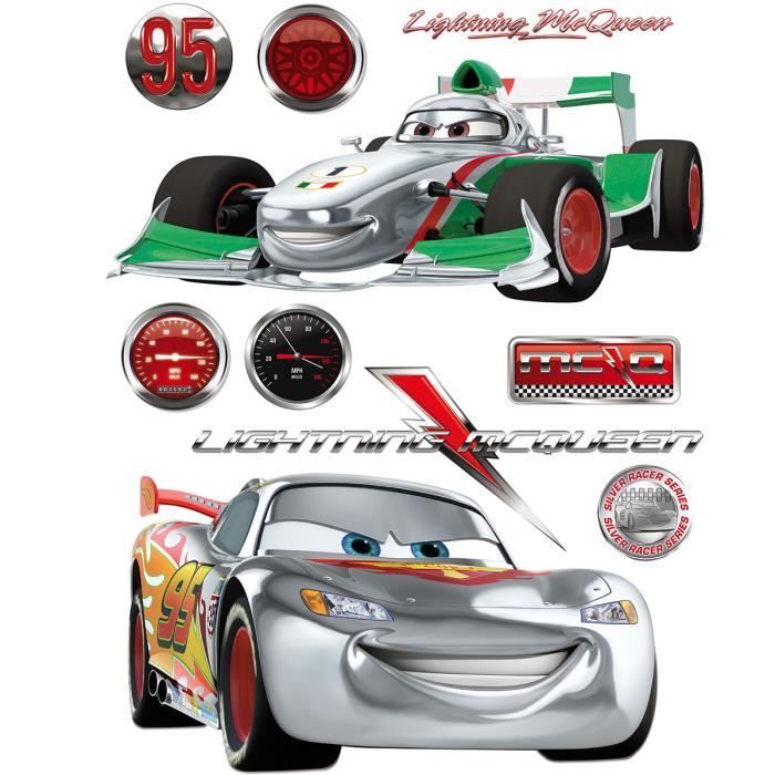 Stickers géant Cars Flash McQueen & Francesco Bernoulli Silver Disney ...