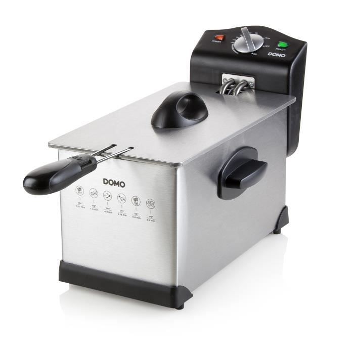 Friteuse Domo "Cool Zone", acier inoxydable, couleurs argent / noir, 3 ...