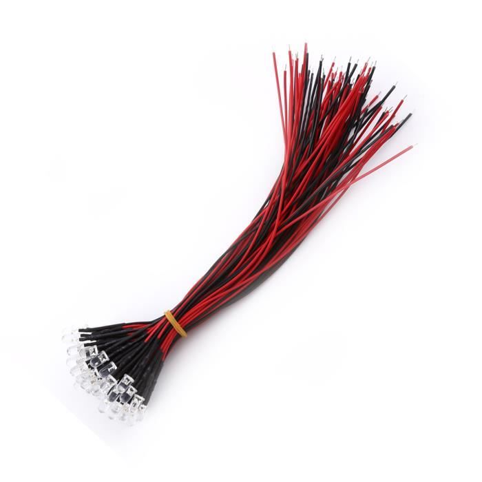 (Blanc-5mm)50Pcs 3/5/10mm Diode Ampoule LED Câblé Diode ...