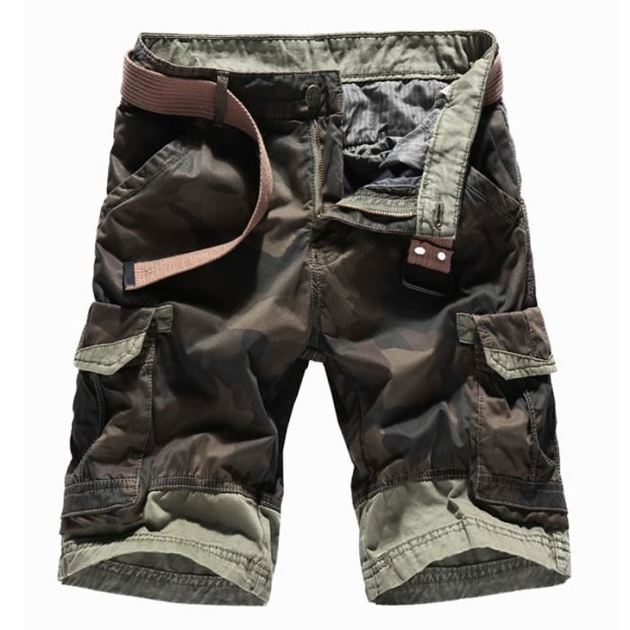 Bermuda cargo pour homme - Cargo Bermuda Homme - Vert - Tissu à séchage ...