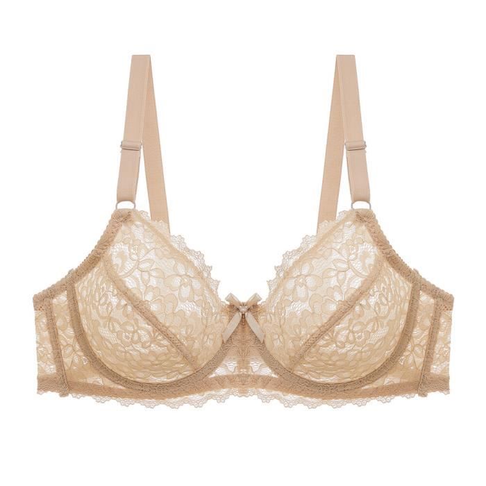 Soutien-gorge,Soutien-gorge push-up en dentelle pour femme,bralette grande taille,bonnet fin ...